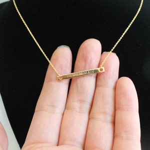 Roman Numeral Bar Necklace, 14K Gold Filled Chain/sterling Silver Chain ...
