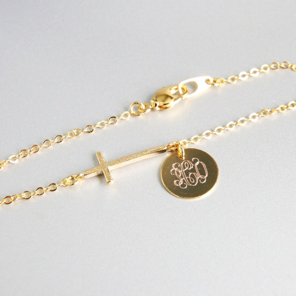 Monogram Cross Bracelet - Etsy