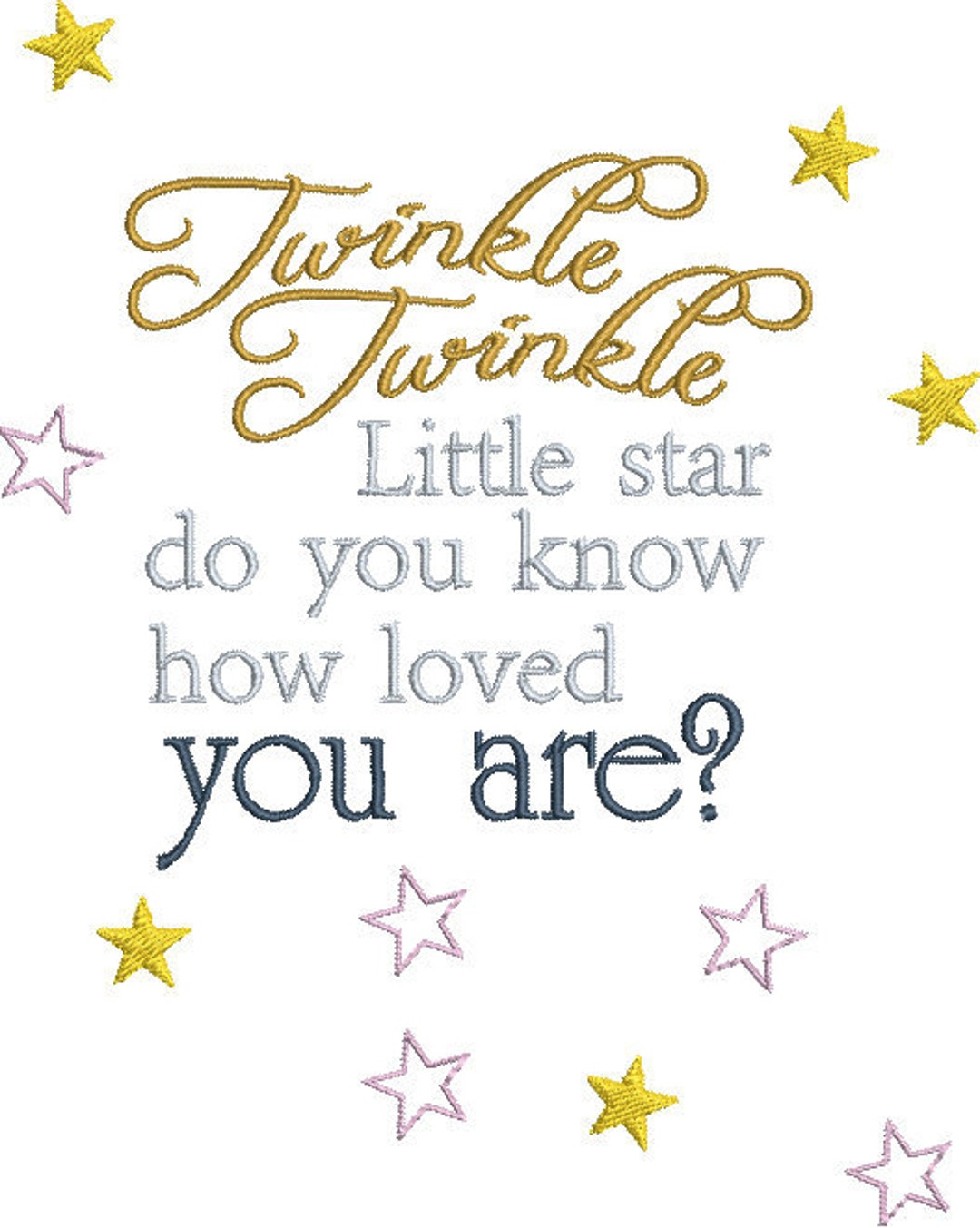 Twinkle Twinkle Little Star Embroidery Design, 5x7, Instant Download ...