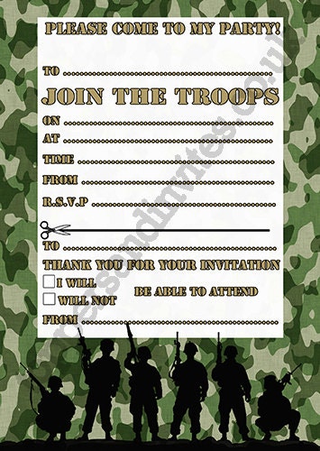 Army Invite, Birthday Party Invite, Printable, DIY - Etsy