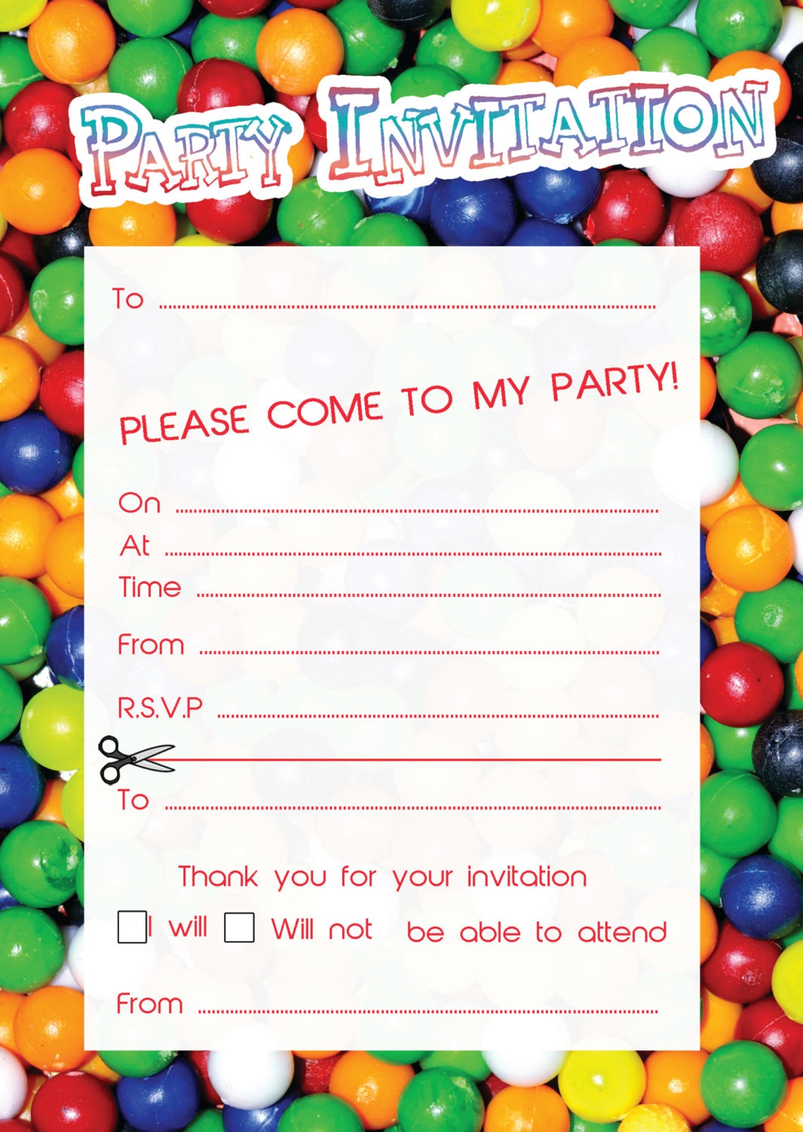 Ball Pit Invite, Birthday Party Invite, Printable, DIY, Invitation - Etsy