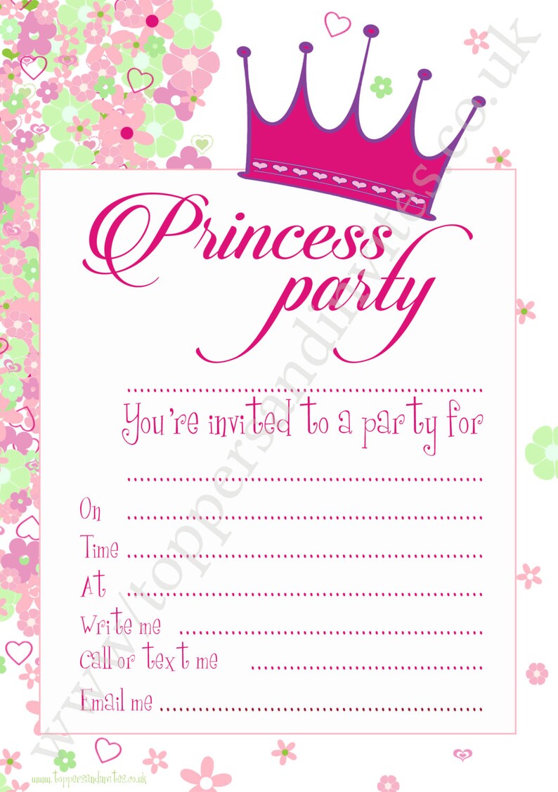Princess Party Invite, Birthday Party Invite, Printable, DIY ...