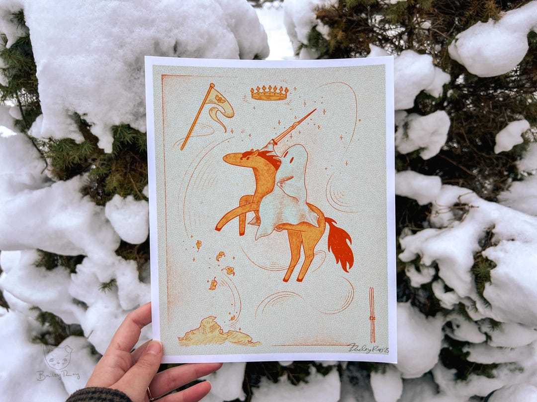 Ghost Knight & Noble Steed Original Art Print - Etsy
