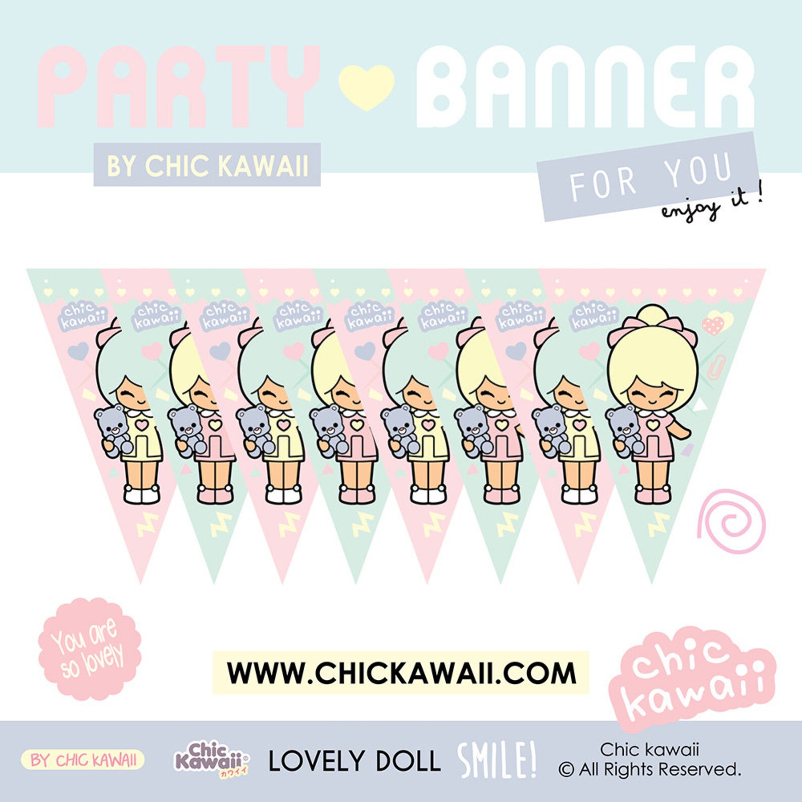 Polly pocket style party banner chic kawaii unicorn pastel | Etsy