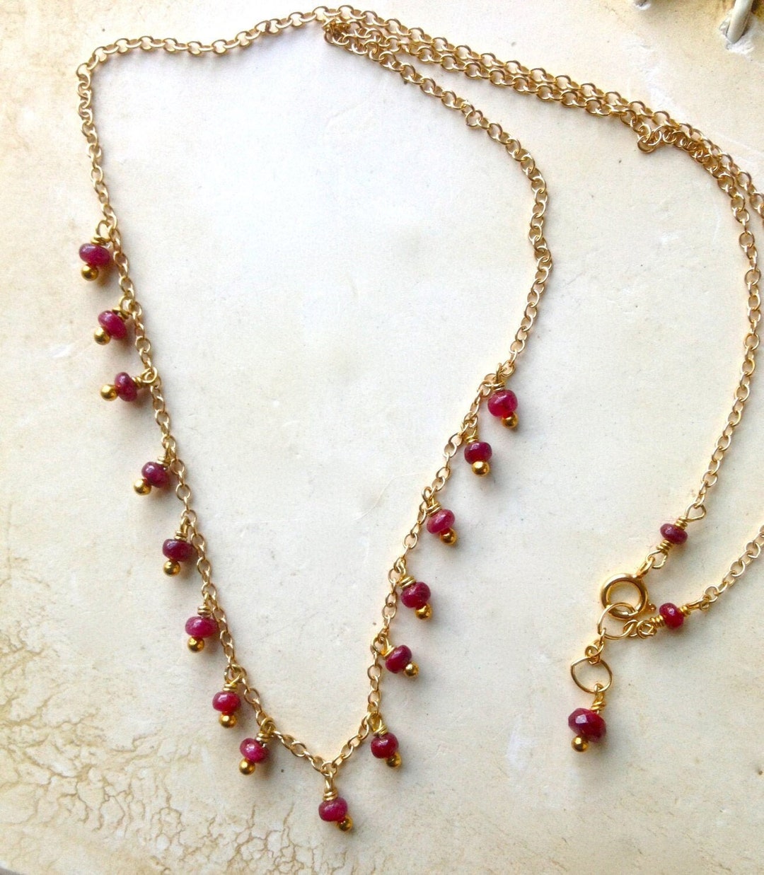 Dainty Genuine Ruby Necklace Minimalist Layered Necklace Gift for Her ...