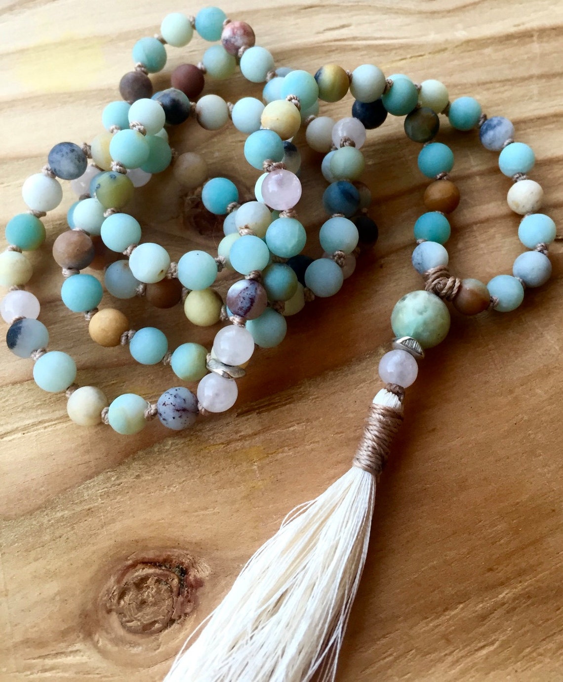108 Yoga Mala Beads 6MM Amazonite Mala Necklace Rose Quartz | Etsy