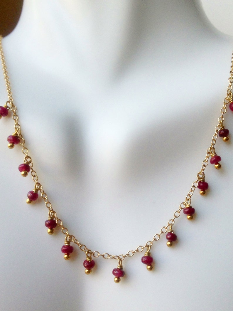 Dainty Genuine Ruby Necklace Minimalist Layered Necklace Gift - Etsy