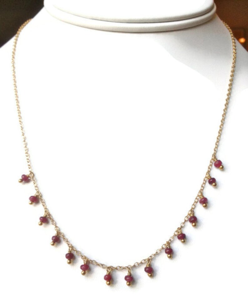 Dainty Genuine Ruby Necklace Minimalist Layered Necklace Gift - Etsy