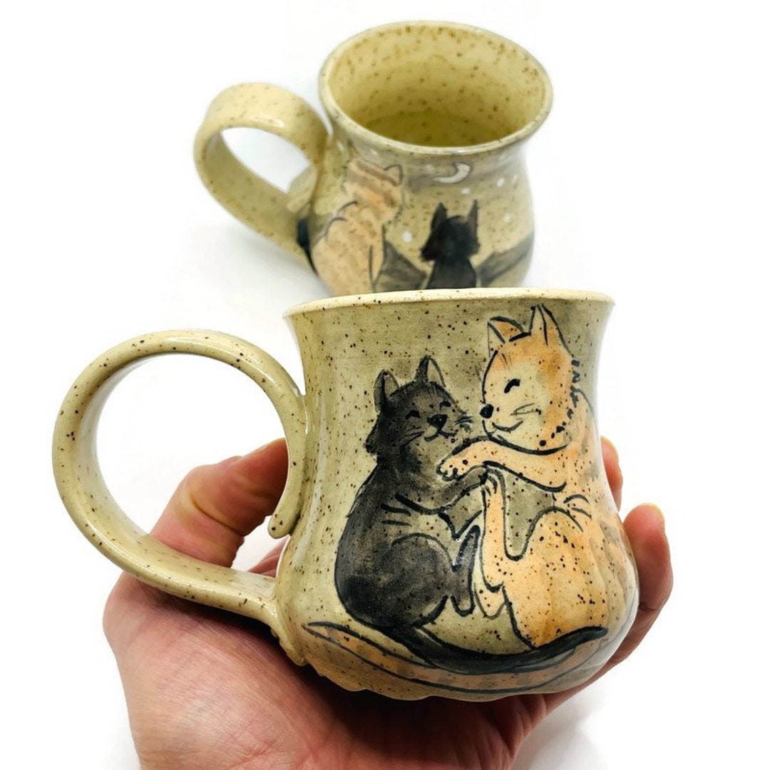 Cat and Kitten Set Small Mugs Set Cats Coffee Mug Cute Cats Double ...