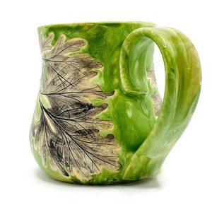Real Leaf Mug Leaves Mug Green Pottery Mug Botanical Mug Leaves Coffee ...