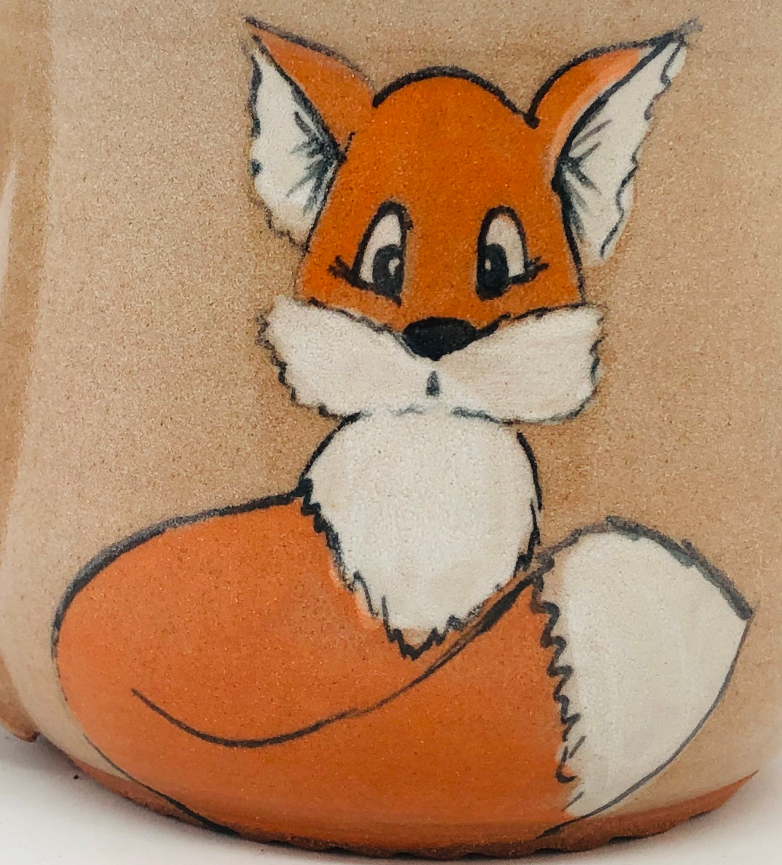 Little Fox Set Fox Mug Cute Fox Mug and Lid Set Handmade Coffee Mug ...