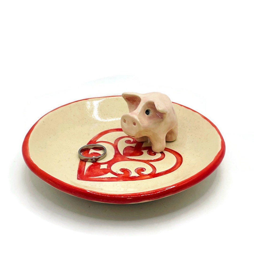 Piggy Trinket Dish Little Pig Cute Piggy Jewelry Holder Ring Holder ...