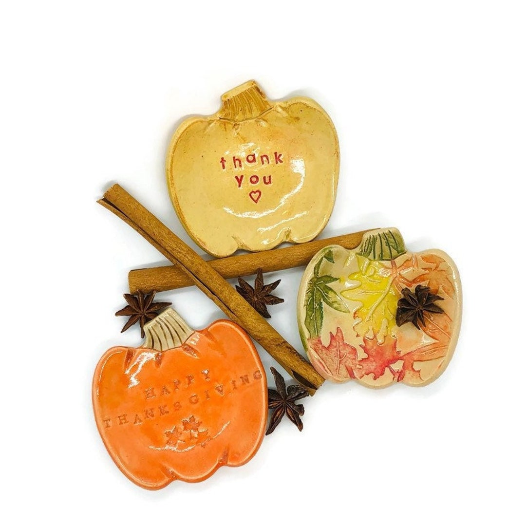 Pumpkin Set Three Plates Set Spoon Rest Jewelry Holder Tea Bag Holder ...