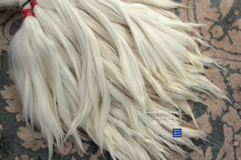 Suri Alpaka Locken 15-15 cm BELLA FONTE naturweißes Puppenhaar, SURI ...