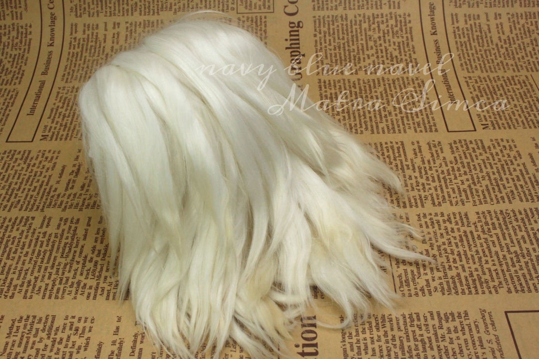 Suri Alpaka Locken 7-8" "Matra Simca" naturweiß mit Elfenbein Ombre ...