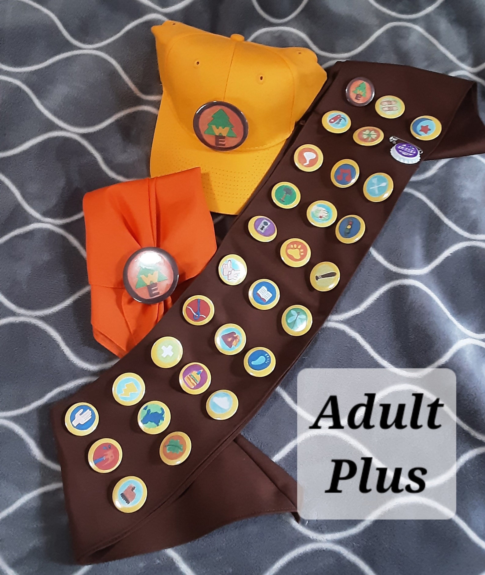 Russel UP Inspired Costume Kids & Adult Sizes, Sash W/ 1 1/4 Buttons ...