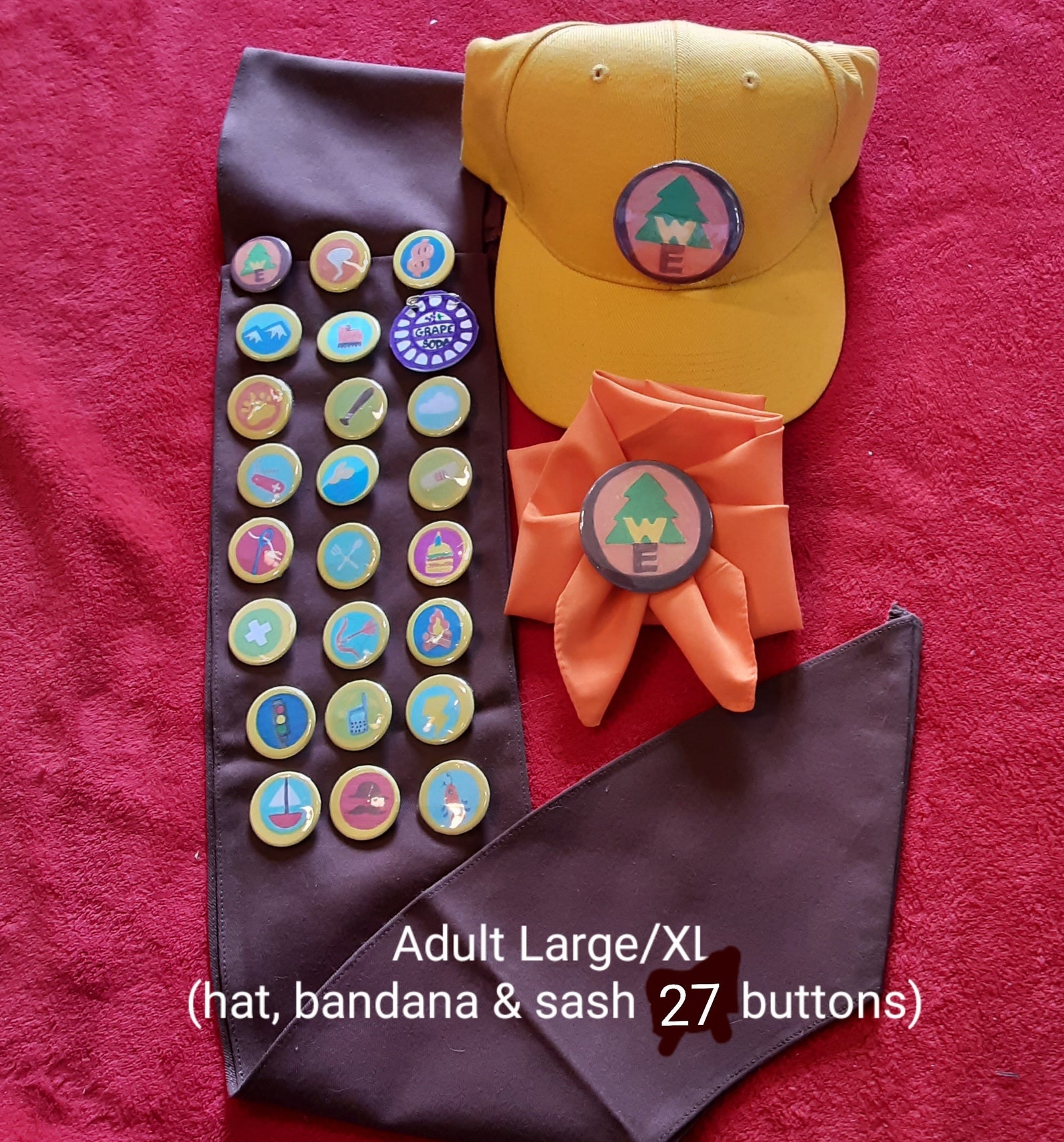 Russel UP Inspired Costume Kids & Adult Sizes, Sash W/ 1 1/4 Buttons ...