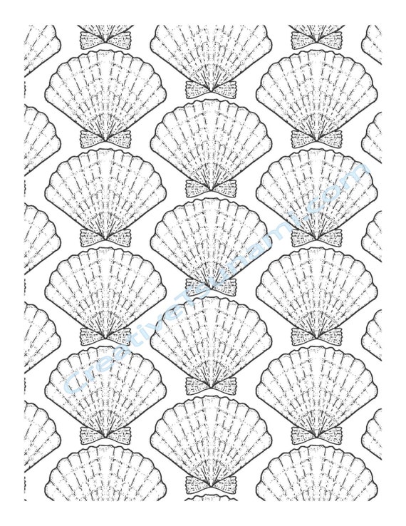 Adult Coloring Seaside Scallops | Etsy