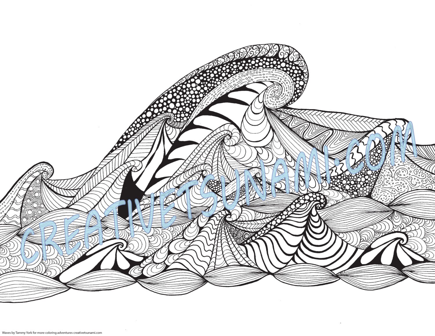 Adult Coloring Page -- Ocean Waves - Etsy