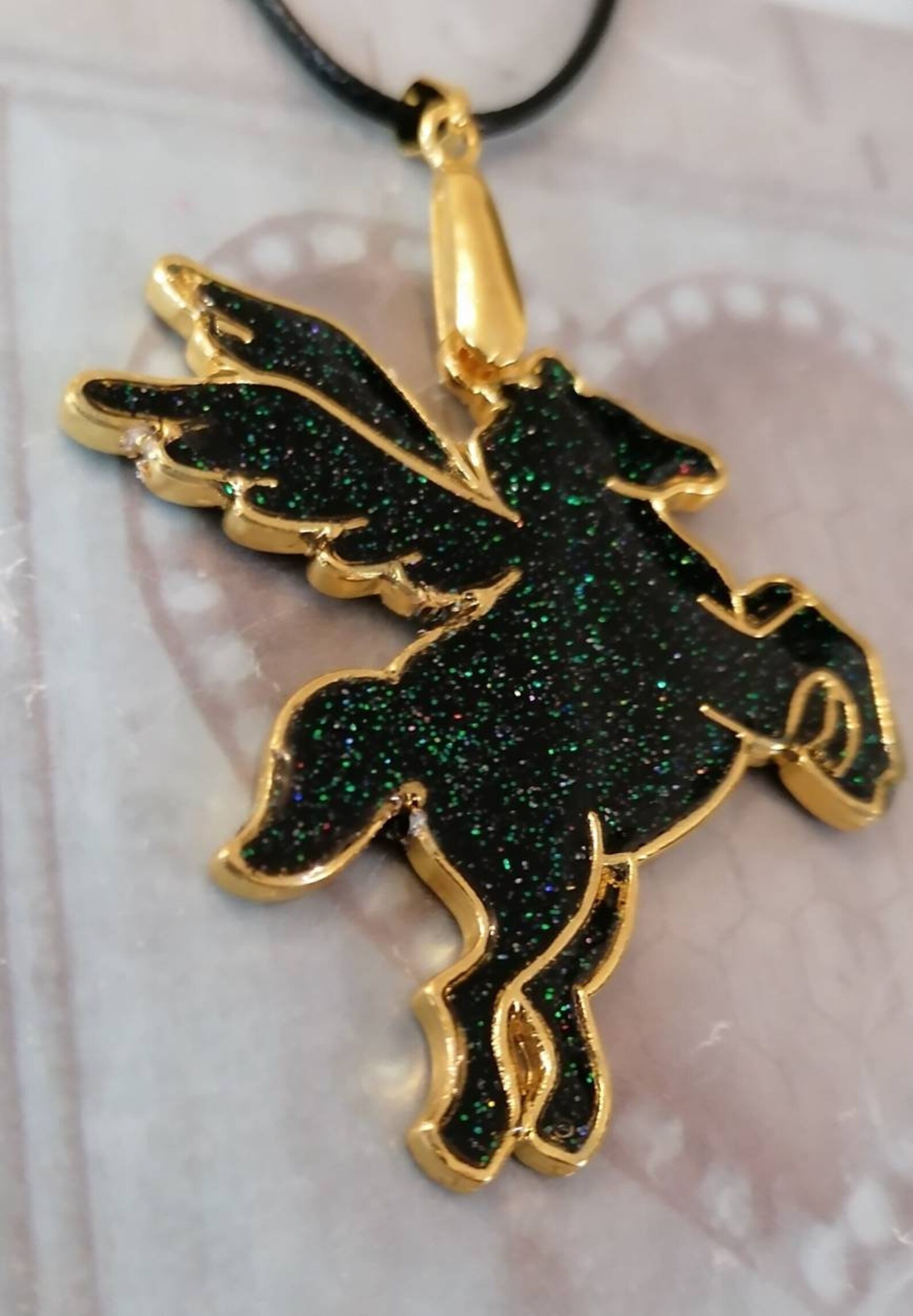 Akhekh Statement Black and Emerald-green Glitter Dragon - Etsy