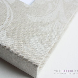 MODERN Baby Book // Natural Linen Damask Cover // Baby Book. Baby ...