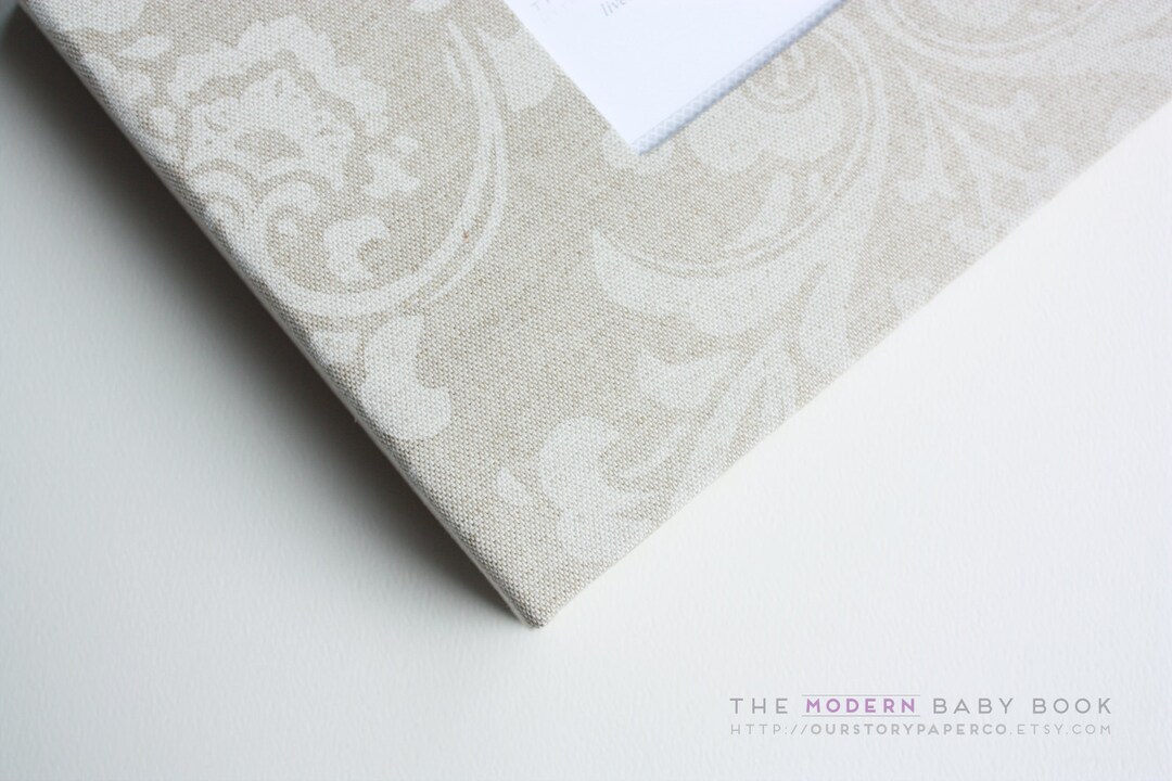 MODERN Baby Book // Natural Linen Damask Cover // Baby Book. Baby ...