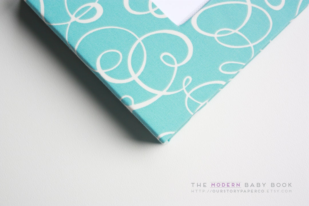 MODERN Baby Book // Blue Swirls Cover// Baby Book. Baby Keepsake ...