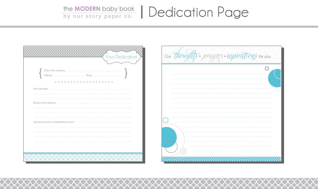 MODERN Baby Book // Dedication Religious Page Add-on Pack// | Etsy