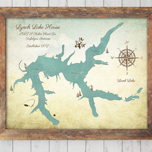 Custom Lake Map Cabin Lake Map Lake House Decor Family - Etsy Canada