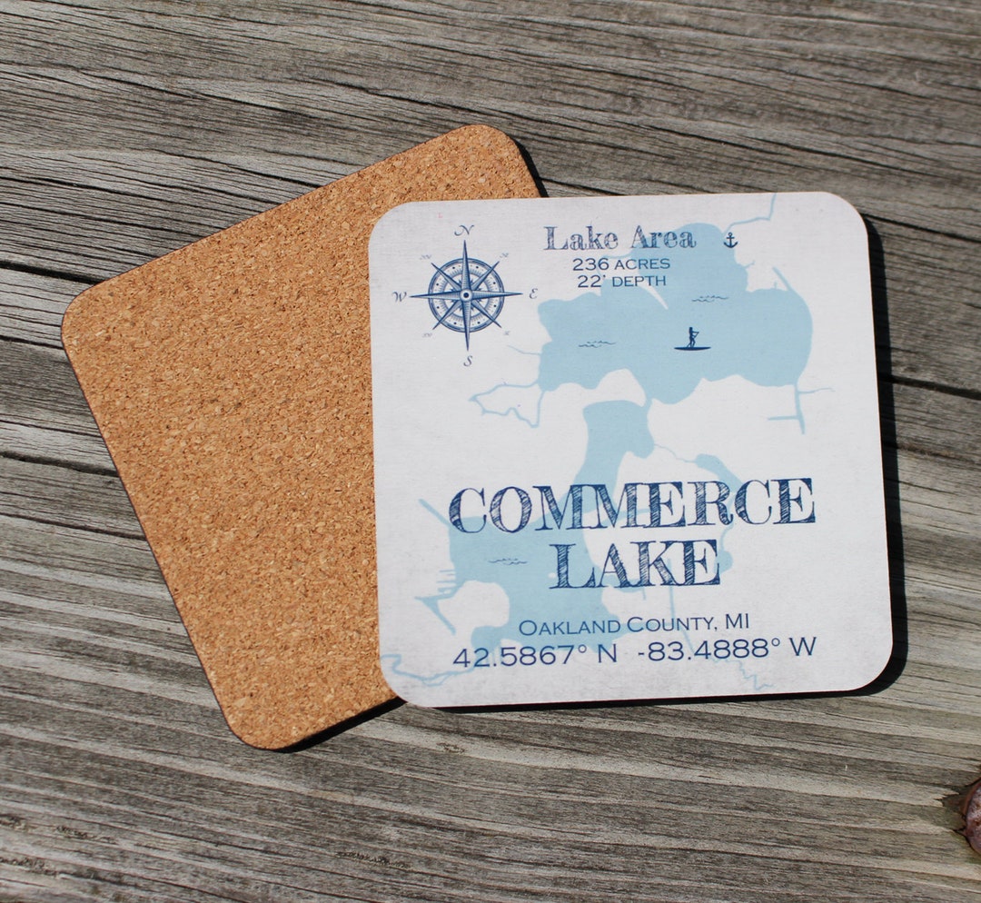Personalized Lake House Coasters, Lake Map Coasters, Lake House Gift ...