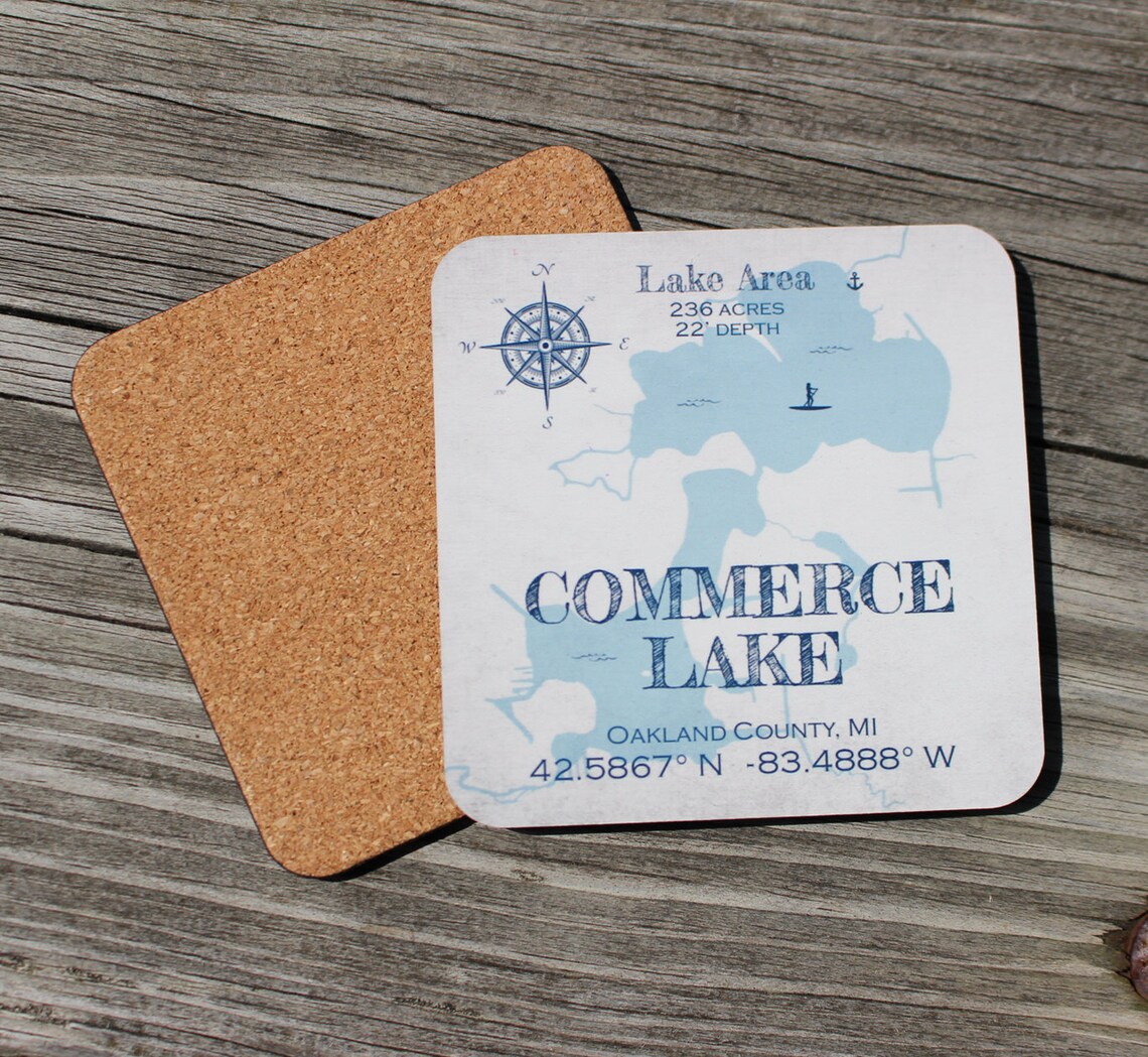 Personalized Lake House Coasters Lake Map Coasters Lake - Etsy