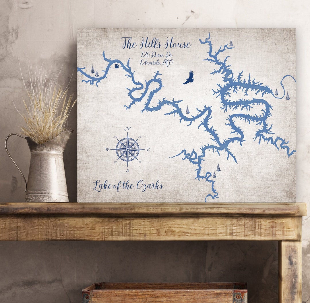 Personalized Lake Map Print, Custom Location, Modern Wall Decor, Lake ...