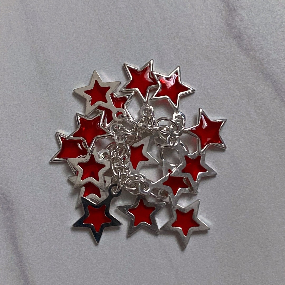 Star Charm Clusters - Gold-plated or Silver-plated Brass With Red ...