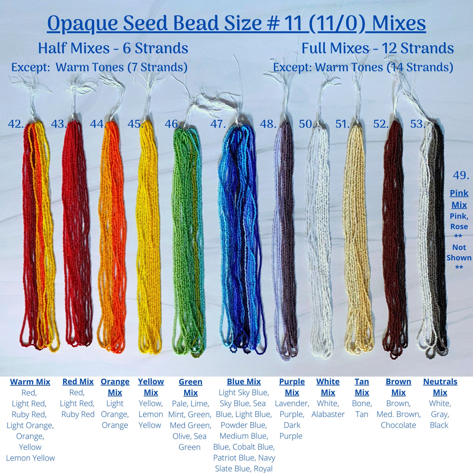 Size 11/0 11 Opaque Preciosa Czech Seed Beads sizes: Half - Etsy