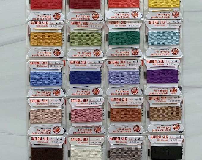 Griffin Natural Silk Thread - Multiple Sizes - Sold per 2-meter Card ...