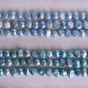 Blue Cultured Freshwater Pearls (dyed) - Sizes: 5-6mm - 15-16 Inches ...