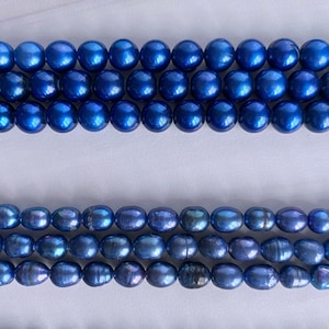 Blue Cultured Freshwater Pearls (dyed) - Sizes: 5-6mm - 15-16 Inches ...
