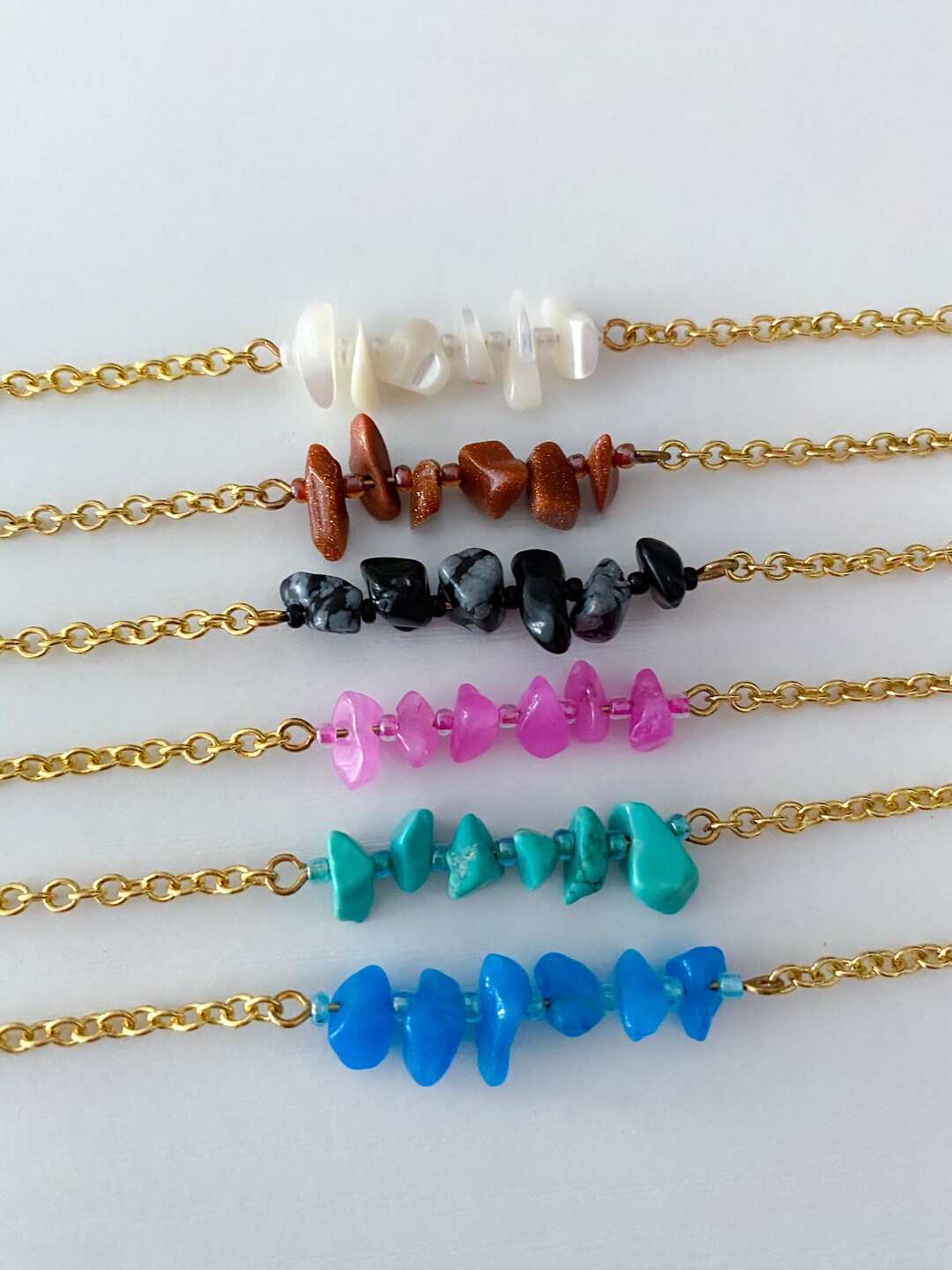 Coloridos collares de barras de cuentas de semillas de chip, collares ...