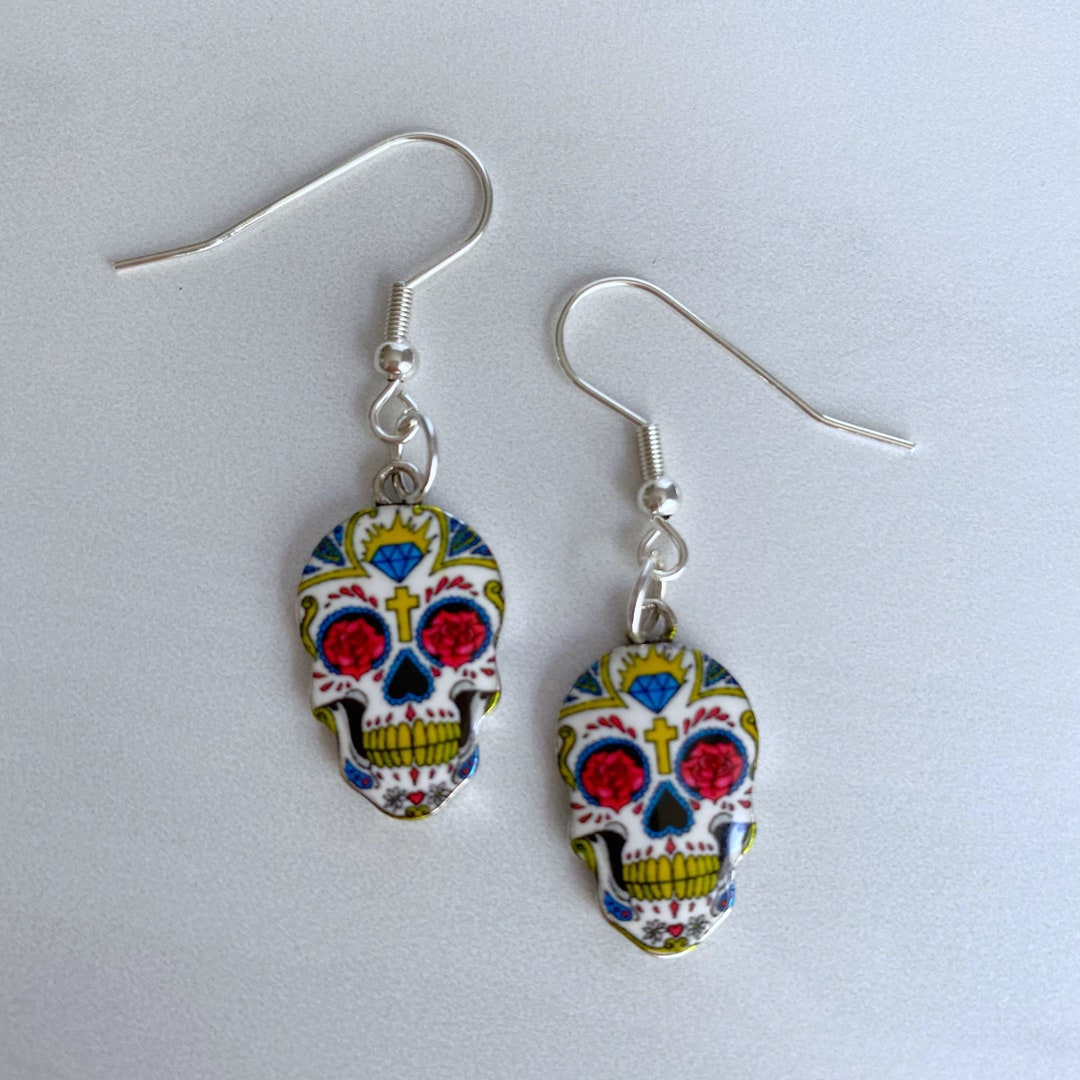 Sugar Skull Earrings, Day of the Dead Earrings, Dia De Los Muertos ...