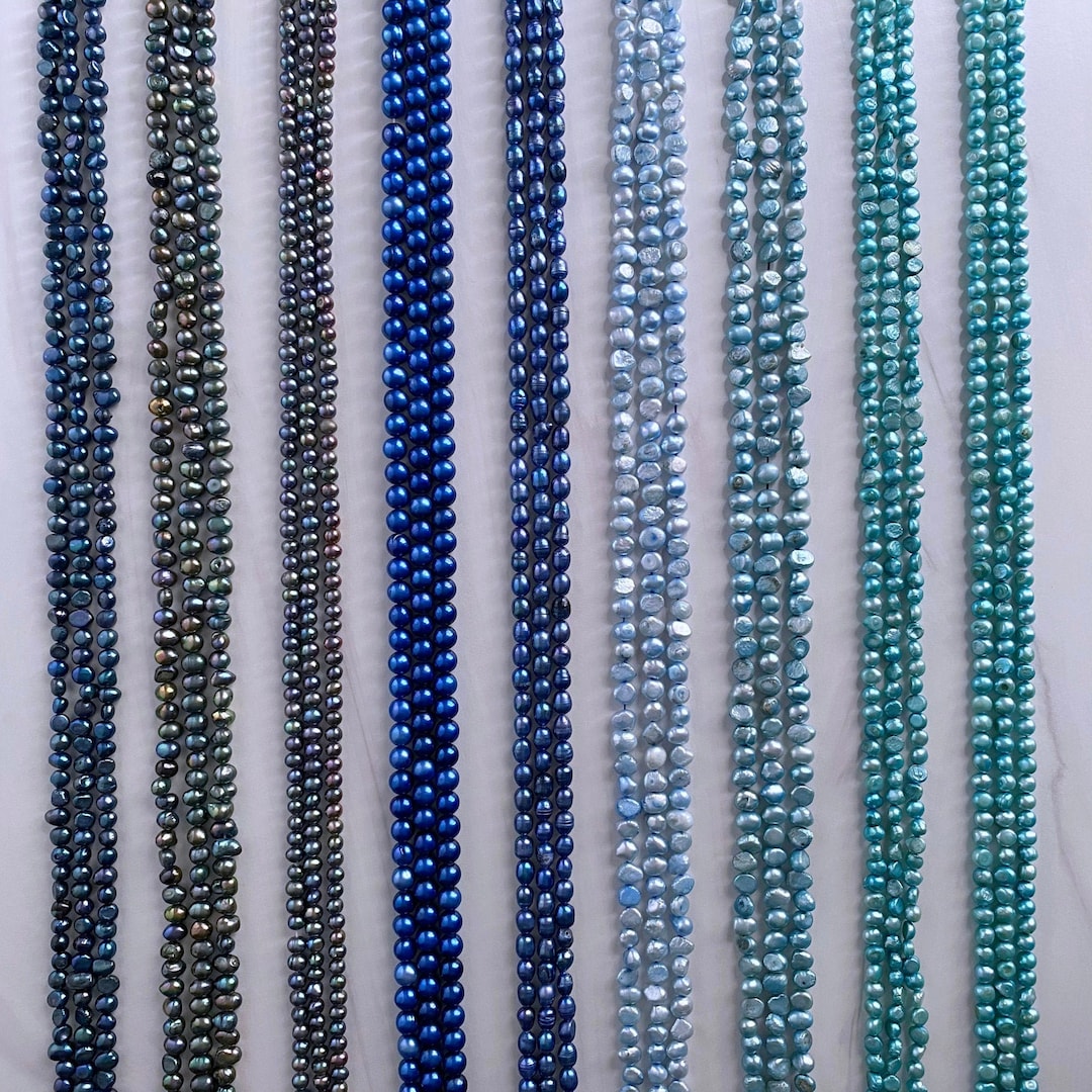 Blue Cultured Freshwater Pearls (dyed) - Sizes: 5-6mm - 15-16 Inches ...