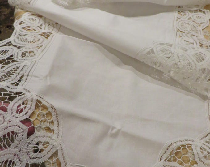 Vintage NOS, RUNNER, Battenburg Lace, White // Bobbin Lace, White LACE ...