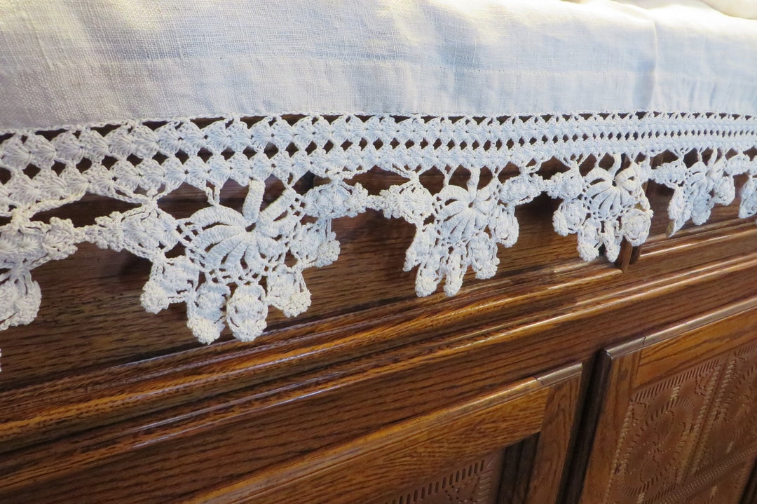 Linen BEAUTIFUL Mantle Scarf, Dresser Scarf, Shelf Doily // Linen ...