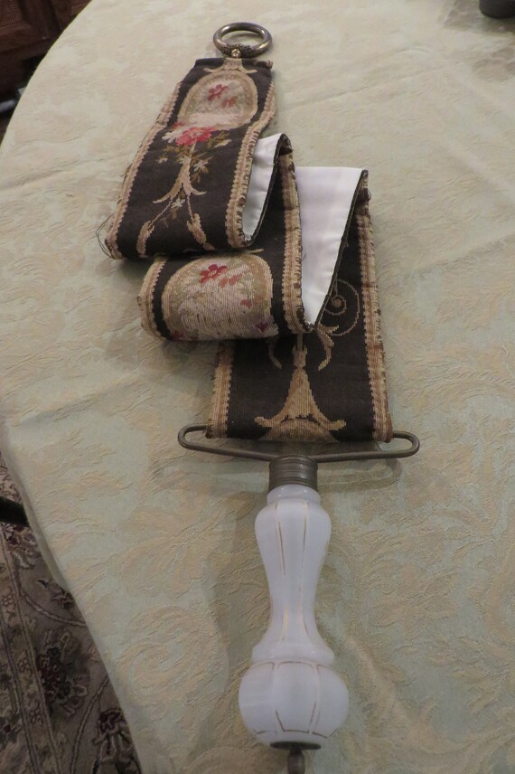 Victorian Antique BELL PULL With Glass HANDLE // Tapestry - Etsy