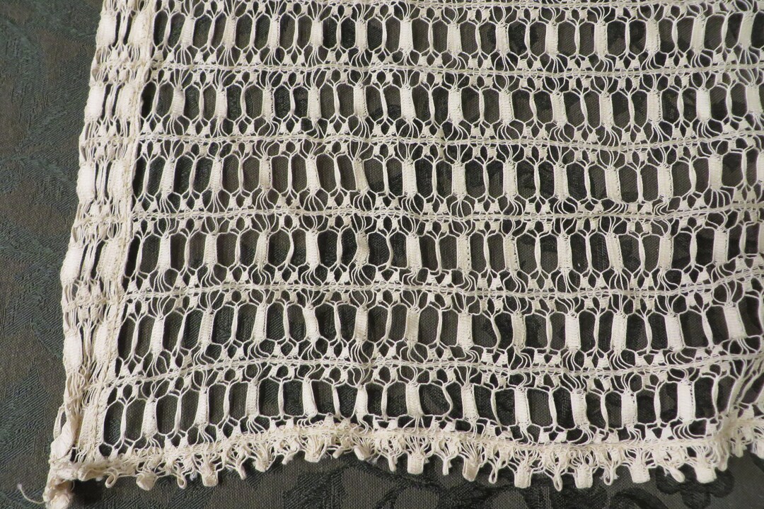 Large Antique Ecru LACE Piece // Handmade Antique Lace, Woven Lace ...