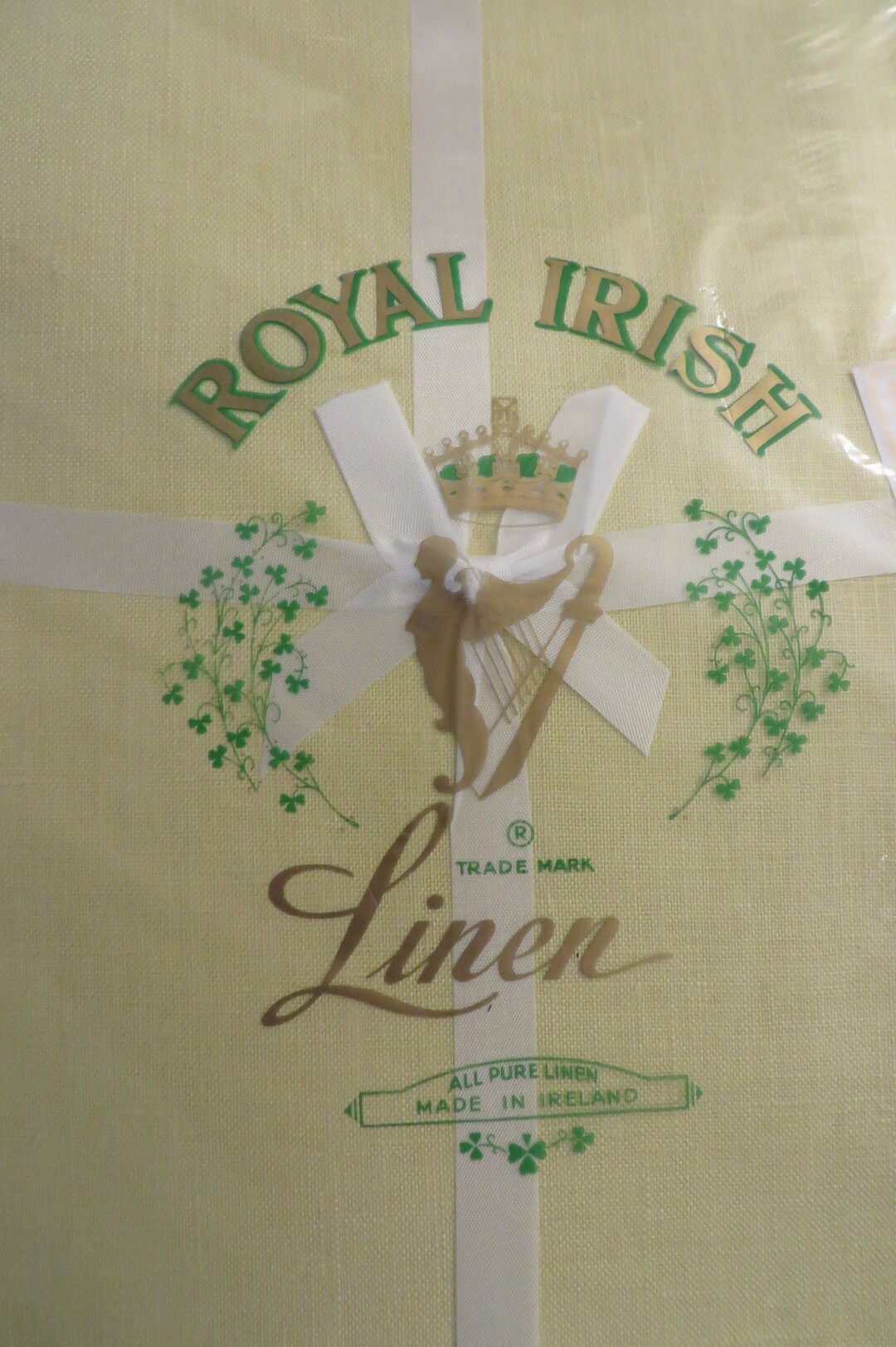 Yellow LINEN Tablecloth, NOS new Old Stock 68 X 50 // Made in IRELAND ...