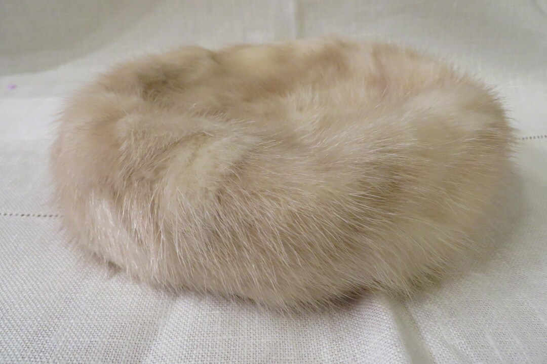 Vintage MINK Pill-box Style Hat by mr. Karl Lined, Grosgrain Ribbon ...