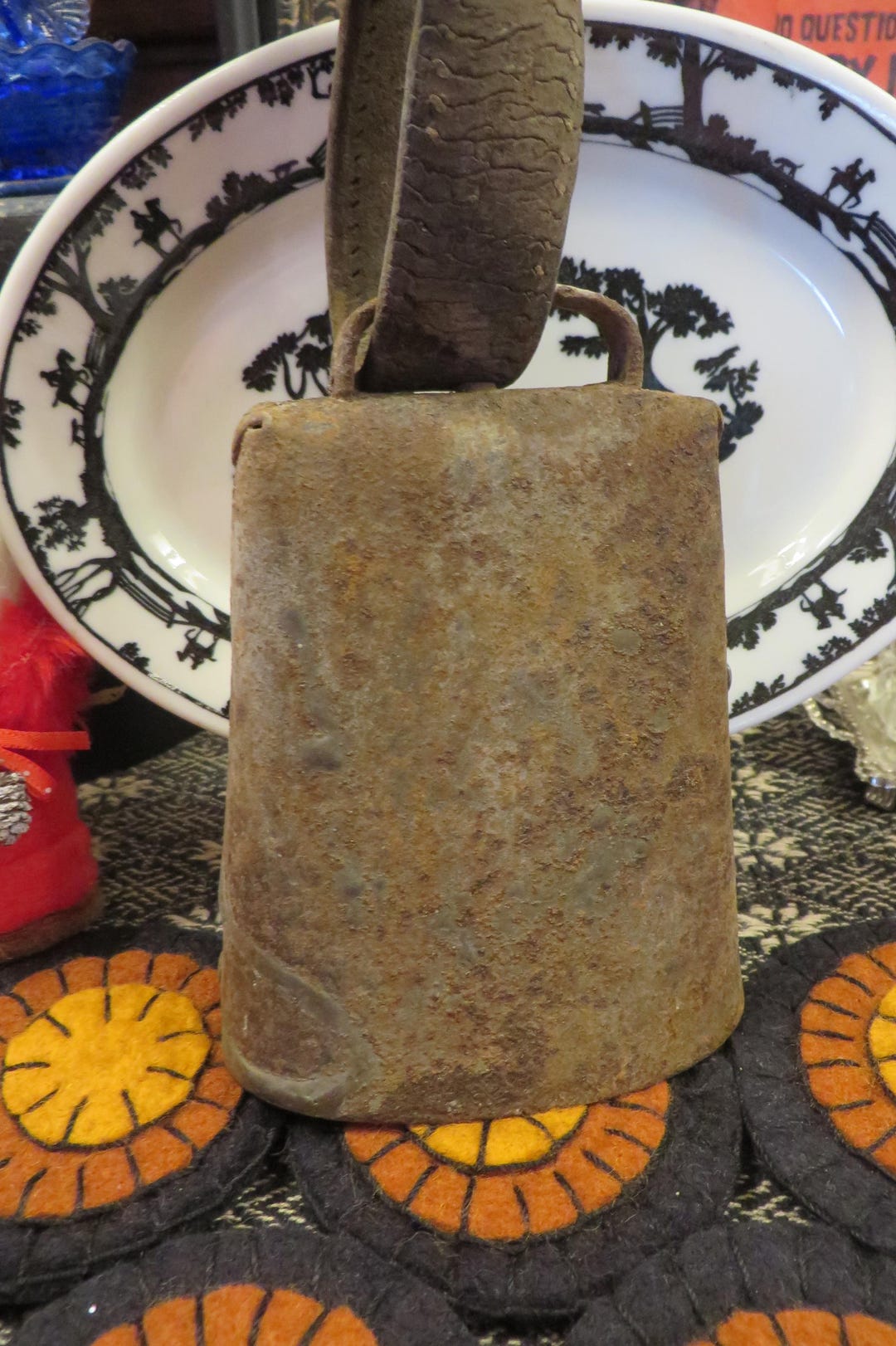 Antique COW BELL, Metal With Bolt Clanker and Old Leather Strap ...