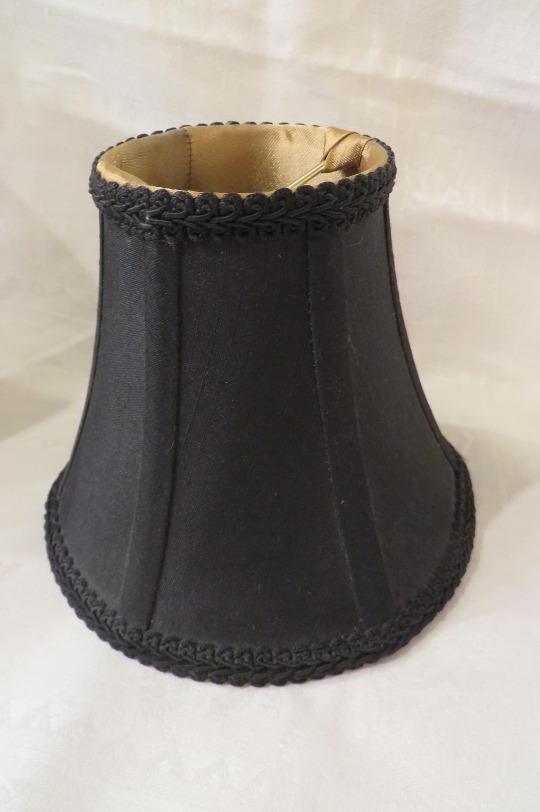 Small BLACK Lamp Shade, CHANDELIER SHADE // Black Fabric and Decorative ...