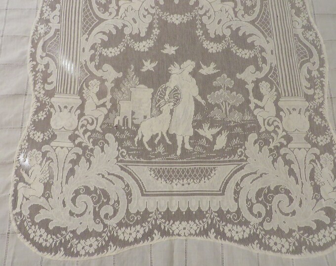 Vintage Thin COVERLET in LACE and Poly/cotton // off White or Cream ...