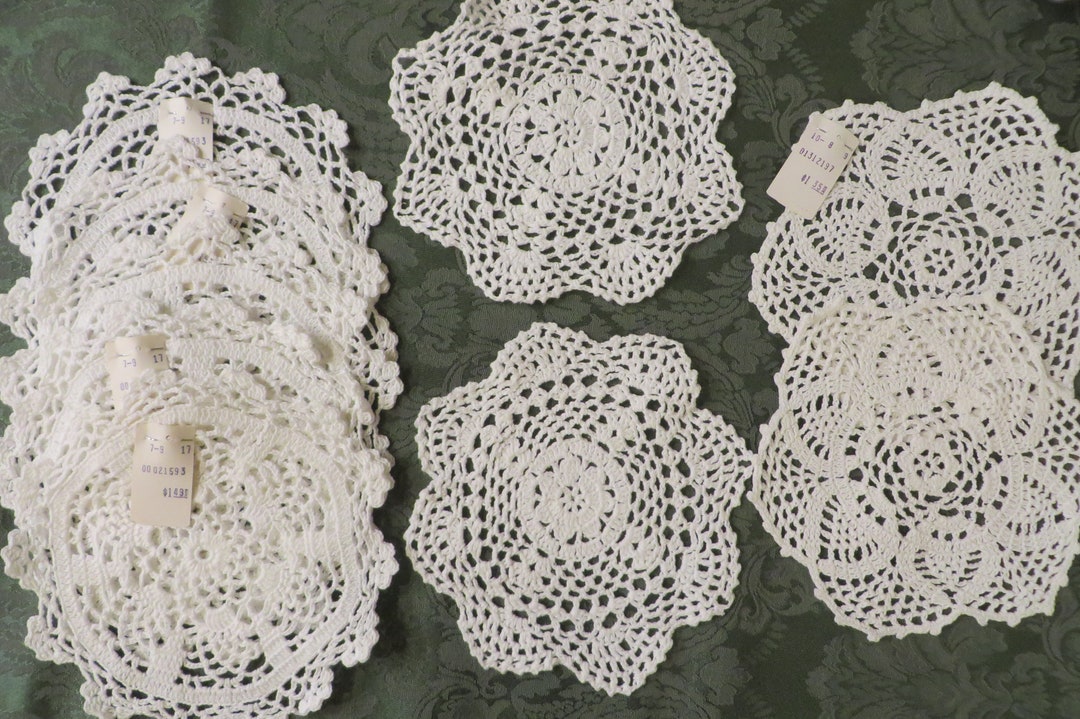 Doilies by the Bunch 7" Diameter - Assorted Types, All Crocheted Lace ...
